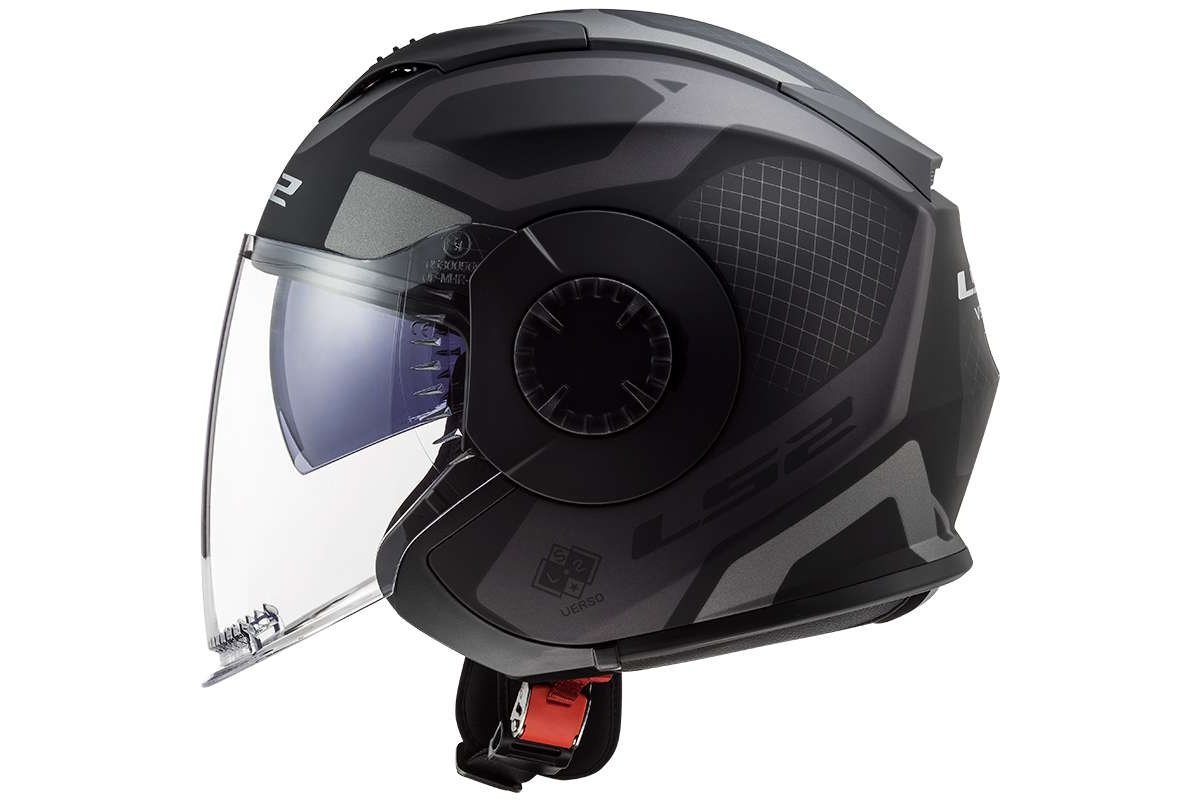 LS2 OF570 VERSO MARKER MATT BLACK TITANIUM otevřená přilba na motorku ...