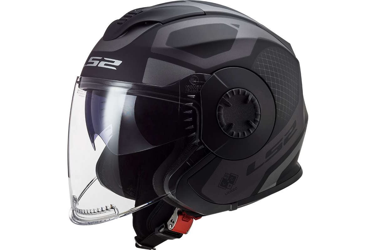 LS2 OF570 VERSO MARKER MATT BLACK TITANIUM otevřená přilba na motorku ...