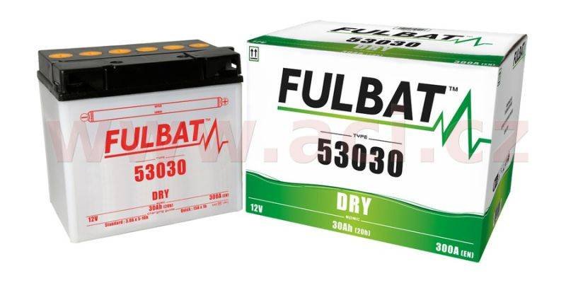 Motobaterie Fulbat 12V, 53030, 30Ah, 300A, pravá konvenční 186x130x171 ...